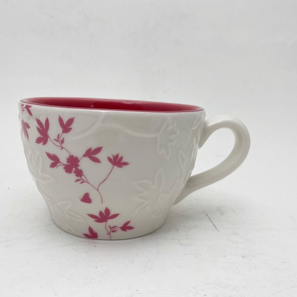 Starbucks | Kitchen | Starbucks White Textured Ceramic Floral Leaf ...
